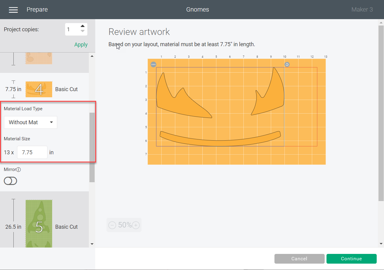 How Do I Change The Mat Or Material Size In Design Space Help Center